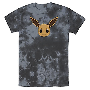 Pokemon Eevee Face Young Men's Short Sleeve Tee Shirt Black/Charcoal