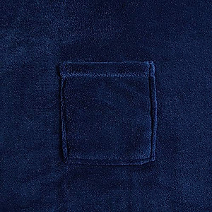 pop shop Plush Hooded Throw Blanket with Pocket, 50"x60" + Hood, Blue