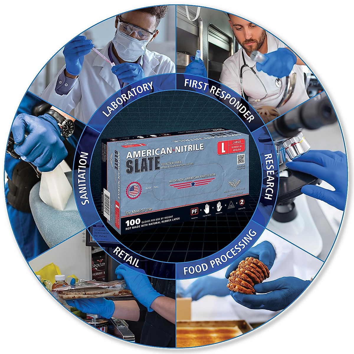 American Nitrile – Slate Powder Free Nitrile Gloves – Latex Free Disposable Gloves – Made in the USA