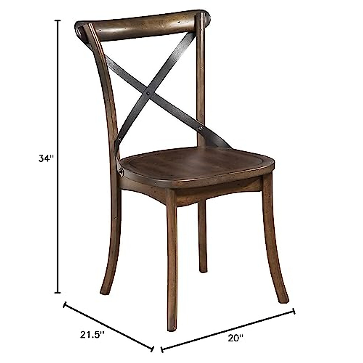 Alpine Furniture Arendal Set of 2 Side Chairs in Burnished Dark Oak (Brown)