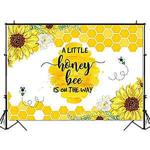 Mocsicka Bee Backdrop for Baby Shower Boy Girl Sweet As Can Bee Gender Reveal Party Decoration A Sweet Little Honey Bee is on The Way Honeycomb Bumblebee Party BannerBackground (7x5ft (82x60 inch))