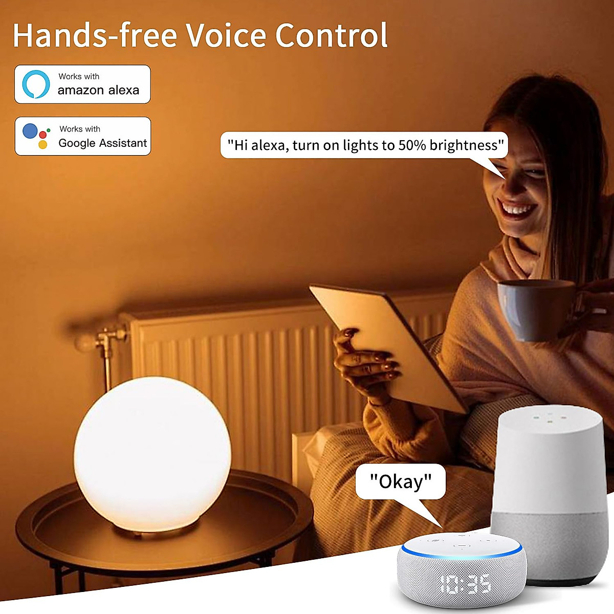 Smart Light Bulbs E12 RGB+CCT Led WiFi+Bluetooth Smart Bulbs 300lm 40W Equivalent Multicolor and Dimmable, Halloween light bulbs Work with Alexa Google Smart Things WiFi(2.4GHz) No Hub Required 5Pack