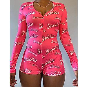 MissShorthair Onesies Women Sexy Pajamas, Cute Onesie Pajamas for Women Shorts (Baddie, L)