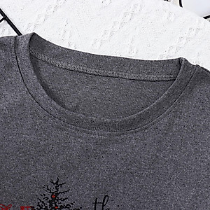 GLIGLITTR Women Dress Shirt Christmas Long Sleeve Tunic Top Christmas Movie Watching Shirt Xmas Tree Oversized T-Shirt Blouse(Grey, Large)