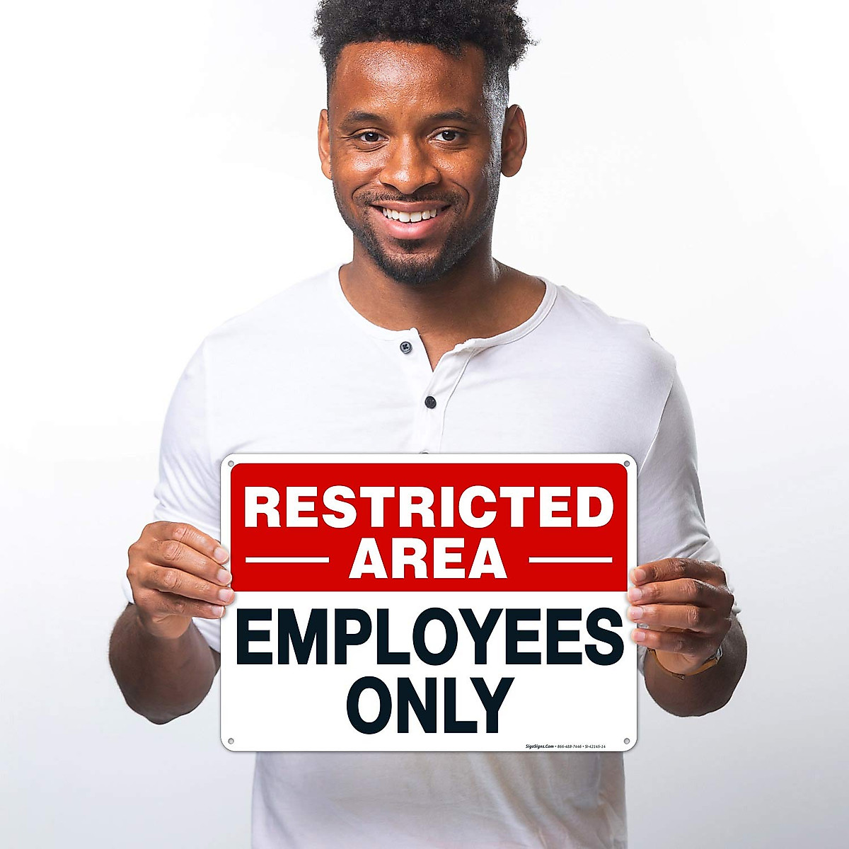 Restricted Area Employees Only Sign, Do Not Enter Sign, 10x14 Inches, Rust Free .040 Aluminum, Fade Resistant, Made in USA by Sigo Signs