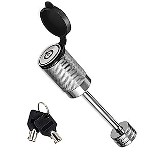CZC AUTO Trailer Coupler Lock 1/4" Dia 2-1/2" Span Trailer Tongue Lock Fits Latch-Type Coupler, Chrome Coated Trailer Lock with Keys for Towing Boat Truck Trailer RV Car