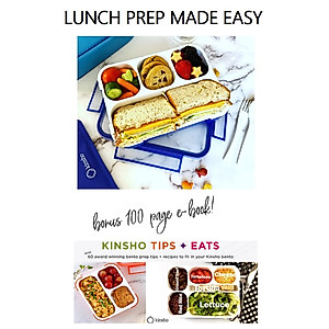 kinsho Camo Lunch-Box for Boys, Bento Box for Kids | Portion Containers for Snacks or School Lunches, BPA Free Boxes Meal Containers Loncheras Para Niños | Blue Camouflage 4 Compartments