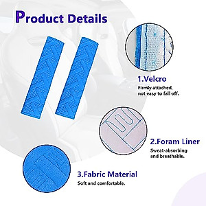 Kewucn Car Seat Belt Pads, 2 Pake Soft Comfort Seat Belt Shoulder Strap Covers Harness Pad to Protect Your Neck and Shoulder, Universal Vehicle Interior Accessories for Most Cars (Blue)