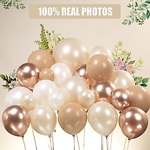 Pearl White Double Stuffed Balloon Arch Metallic Champagne Balloon Garland Neutral Balloon Arch Kit Nude Bobo Cream Apricot Coffee Sand Globos For Boho Baby Wedding Bridal Shower Backdrop Decorations