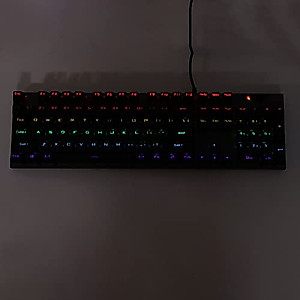 Septpenta Wired Mechanical Keyboard, 104 Keys RGB Lighting N Key Rollover Muliple Lighting Modes USB Gaming Keyboard, Keycaps Delicate Comfortable Feel for Home Office for Win 7 Win 8(Black)