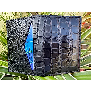 Double side Navy Blue Crocodile Alligator leather skin Credit Cardholder, leather credit cardcase, leather creditcard cover