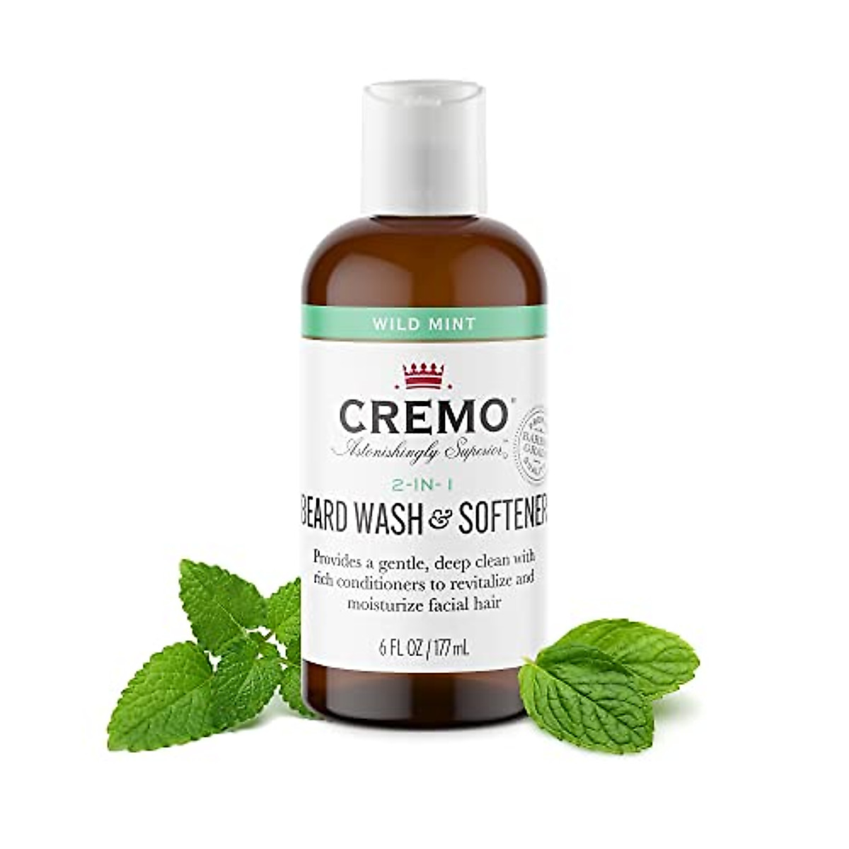 Cremo Wild Mint Beard and Face Wash, Specifically Designed to Clean Coarse Facial Hair, 6 Fluid Oz (Pack of 1)