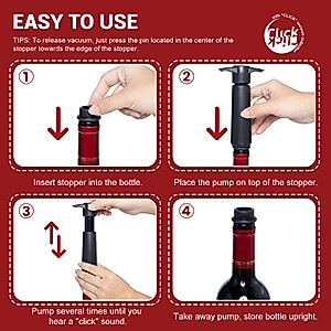 Wine Saver Vacuum Pump with 6 Wine Stoppers, Wine Preserver Keep Wine Fresher for Longer, Reusable Food Grade Silicone Wine Stopper Leak Proof, Wine Corks Fit Almost Any Wine Bottles