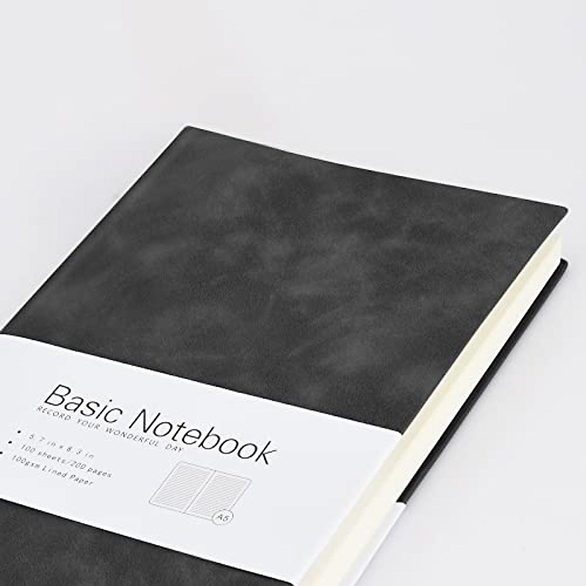 Rantuns Lined Journal Notebook for Work, 200 Pages, Medium 5.7" x 8.3", A5 Notebook Softcover Journal 100 GSM Thick Paper, (Black Ruled)