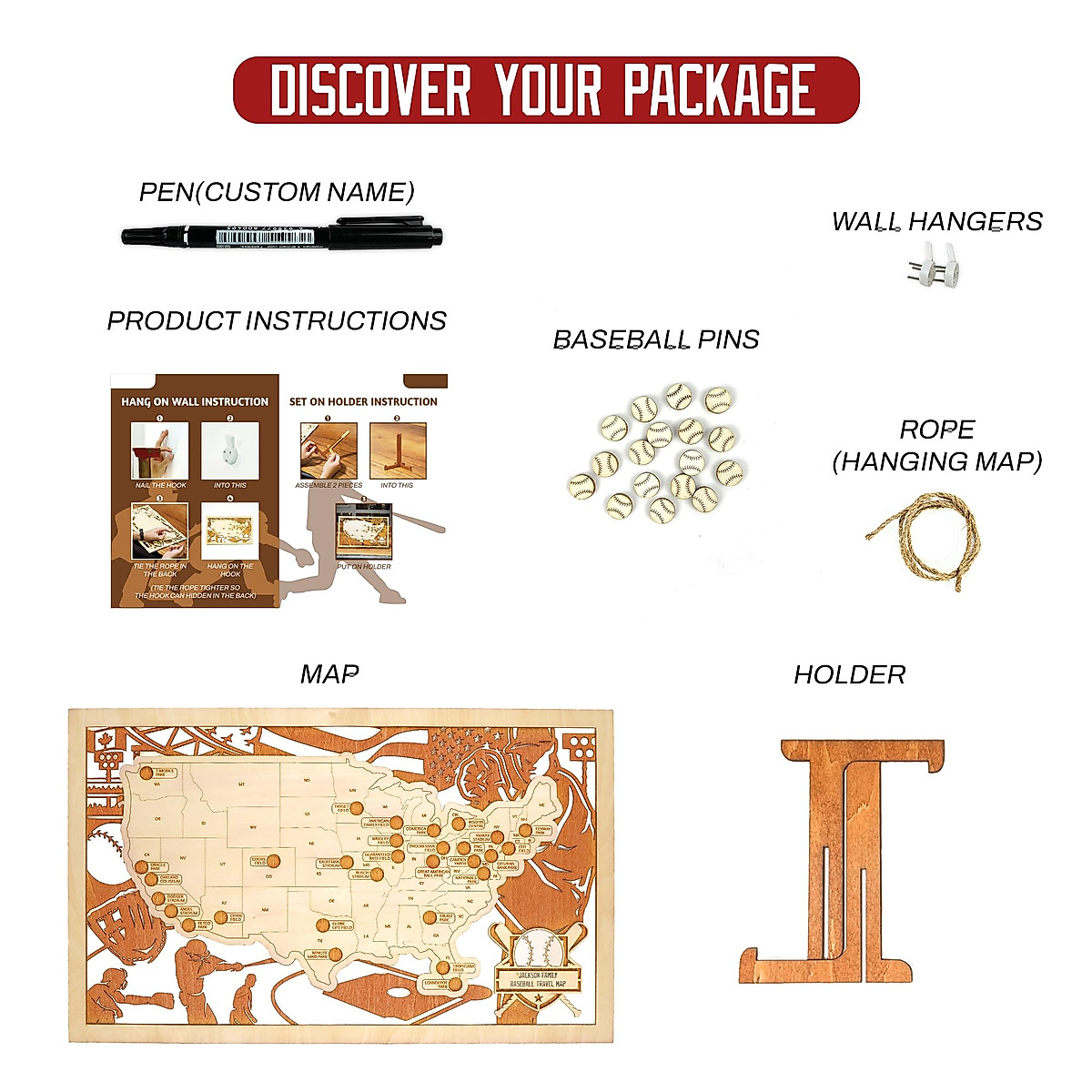 HYPERI Baseball Stadium Map, Baseball Stadium Tracker Checklist, Major League Ballparks Visited Map, Baseball Gift Bucket List, Christmas, New Year Gifts For Him, Boyfriend, Husband, Lover