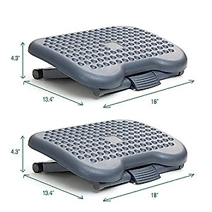 Mind Reader Anchor Collection, Adjustable Ergonomic Foot Rest, Set of 2, 17"L x 13"W x 6.25"H, Black