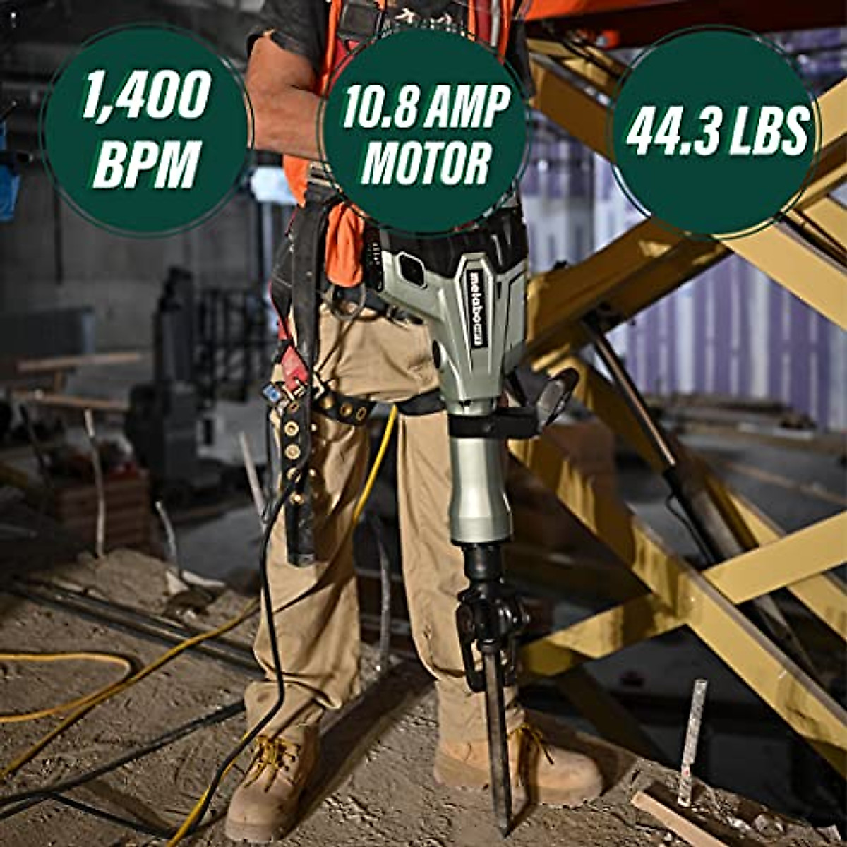 Metabo HPT Demolition Hammer | 1-1/8 Inch Hex | Aluminum Housing Body | 40 Lb | H65SD3