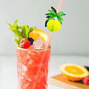 24PCS 3D Hawaii Drinking Straws Honeycomb Tropical Hawaiian Beach Theme Disposable Drinking Straws Fruit Straws Tropical for Summer Beach Pool Luau Parties Bars Restaurants Kitchen and more