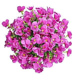 URSTOUD 6 Bundles Artificial Orchid Flowers, Fake Artificial Greenery UV Resistant No Fade Faux Plastic Flowers for Wedding Bridal Bouquet Indoor Outdoor Home Garden Kitchen Office Table Vase(Fuchsia)