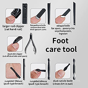 PLUSURS Manicure Pedicure Set Nail Grooming Kit -Stainless Steel Sharp Nail Clipper for Men or Women's Fingernail and Ingrown Toenail,with Nail File and Cuticle Trimmer in(16 in 1,Brown)