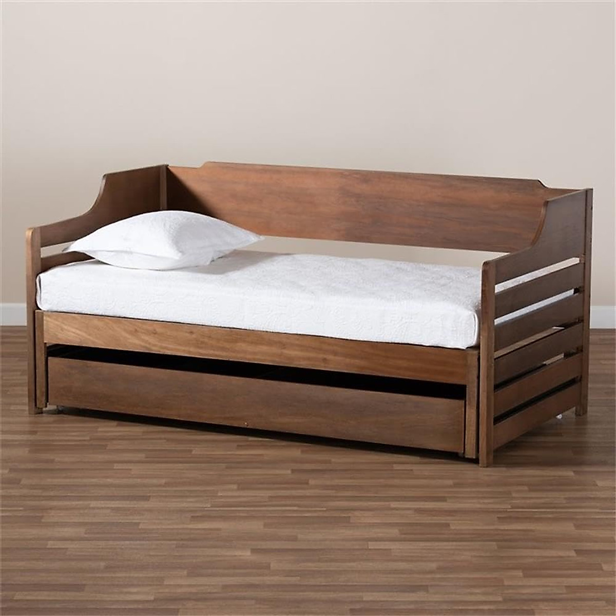 BOWERY HILL Transitional Wood Expandable Twin Size to King Size Daybed in Brown