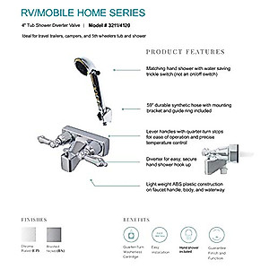 Laguna Brass 3211BN/4120BN RV/Motorhome Replacement Non-Metallic Two Handle Tub Faucet Valve Diverter with Matching Hand Held Shower Set, Brushed Nickel Finish