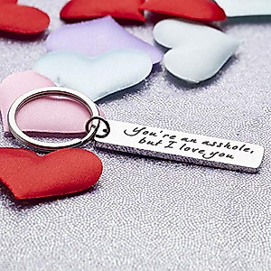 Best Christmas Funny Couples Keychain Gifts for Man Boyfriend Girlfriend Husband Wife Fiance Bridegroom You’re An Assh*le But I Love You Birthday Anniversary Wedding Valentines Day