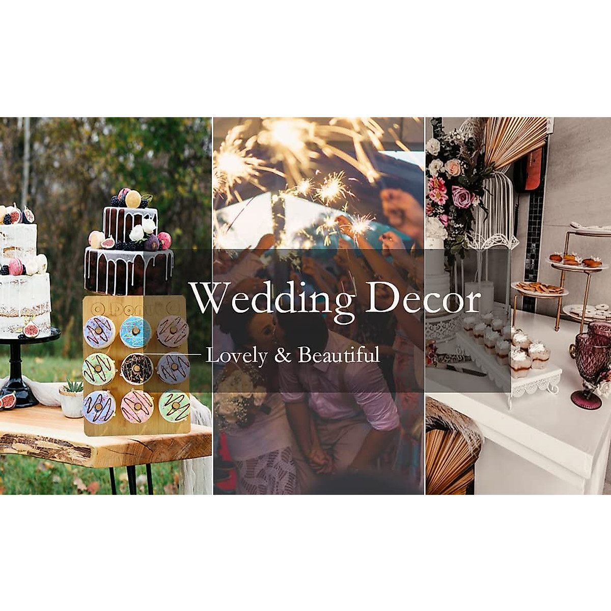 CKBASE Donut Stand Holder,Donut Wall Display for Party,Doughnut Bagel Boards,Reusable,Rustic,Foldable,Sturdy Wood,for Baby Bridal Shower Wedding Engagement Brunch Dessert Table…