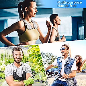 Bladeless Neck Fan 5000mAh, Necklace Fan Battery Operated 4 speeds, Wearable Fan Rechargeable Strong Airflow, Hands-Free Fan Portable, for Outdoor Activities Travel Office Home (White)