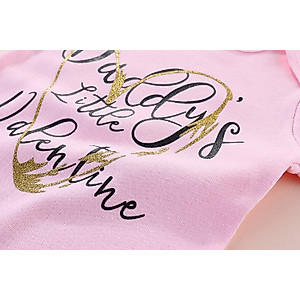 Newborn Infant Baby Bodysuit Mommy is My Valentine/Daddy's Little Valentine Romper Outfit Cute Cotton Jumpsuit Clothes (Daddy's Little Valentine-Gold Heart, 0-3 Months)