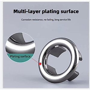 12 Pieces Sink Overflow Ring, Sink Overflow Ring Set Bathroom Accessary Kitchen Bathroom Sink Basin Overflow Cover Vanity Sink Overflow Cover, Silver (6 per item)