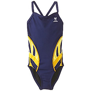 TYR SPORT Girl's Phoenix Splice Diamondfit Swimsuit, Navy/Gold, Size 24