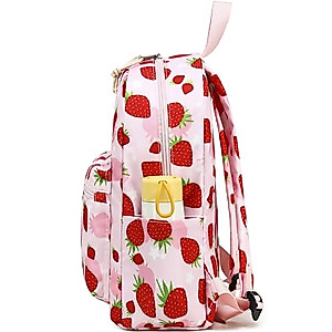 Women Girls Mini Backpack Teens Cute Small Backpack Purse Casual Travel School Bag (Strawberry)