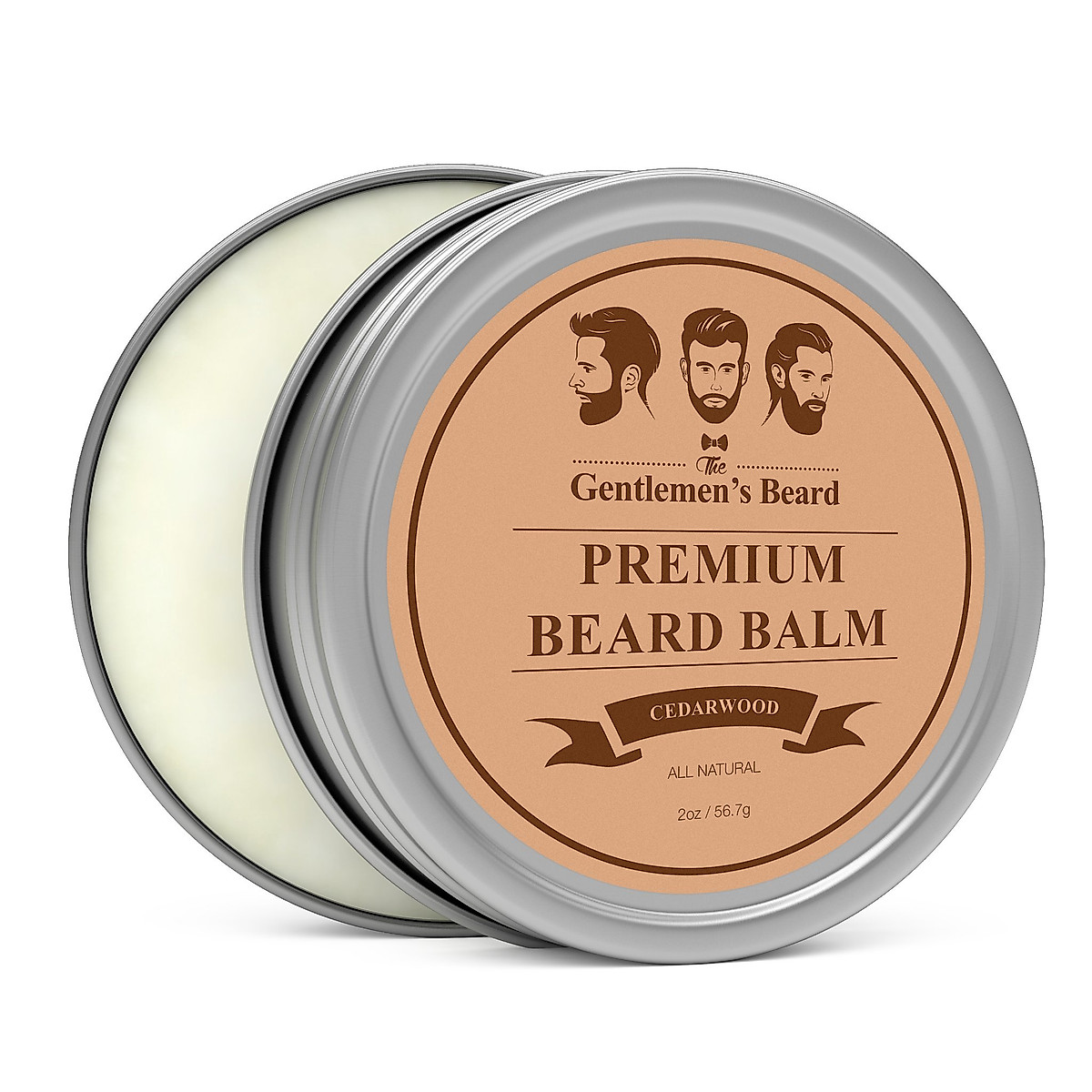 The Gentlemen's Beard Premium Cedarwood Beard Balm - Leave-in Conditioner & Softener - All Natural - Styles, Strengthens, Thickens & Softens Promoting Healthier Beard & Mustache Growth