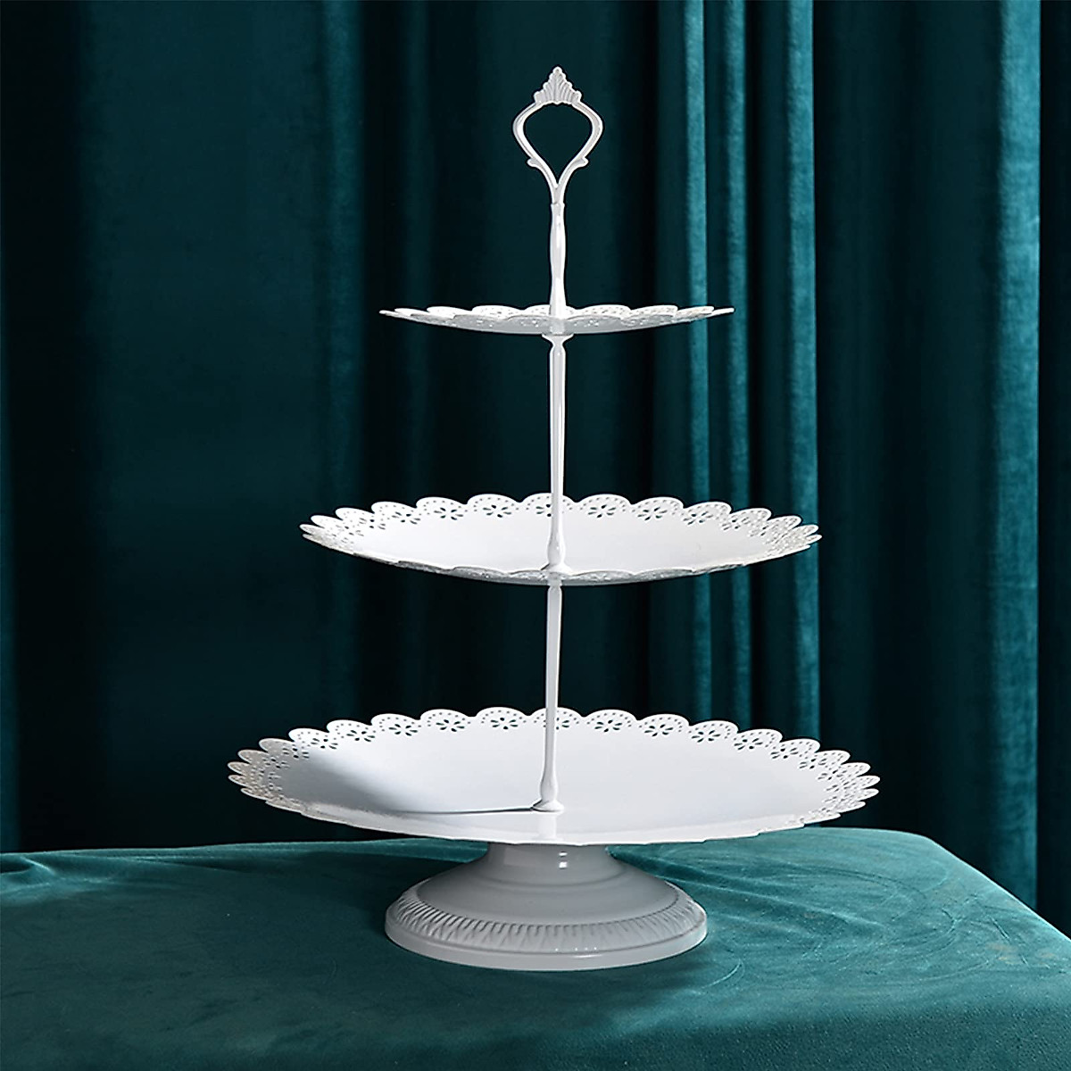 ATRDTO Set of 9 Pieces Cake Stands Iron White Cupcake Holder for Dessert Table Birthday Party Wedding Afternoon Tea Festival