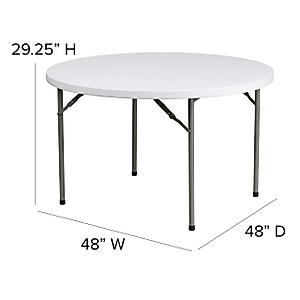 Flash Furniture Elon 4' Round All-Occasion Plastic Folding Event Table, Foldable Portable Banquet Table for Indoor/Outdoor Events, White