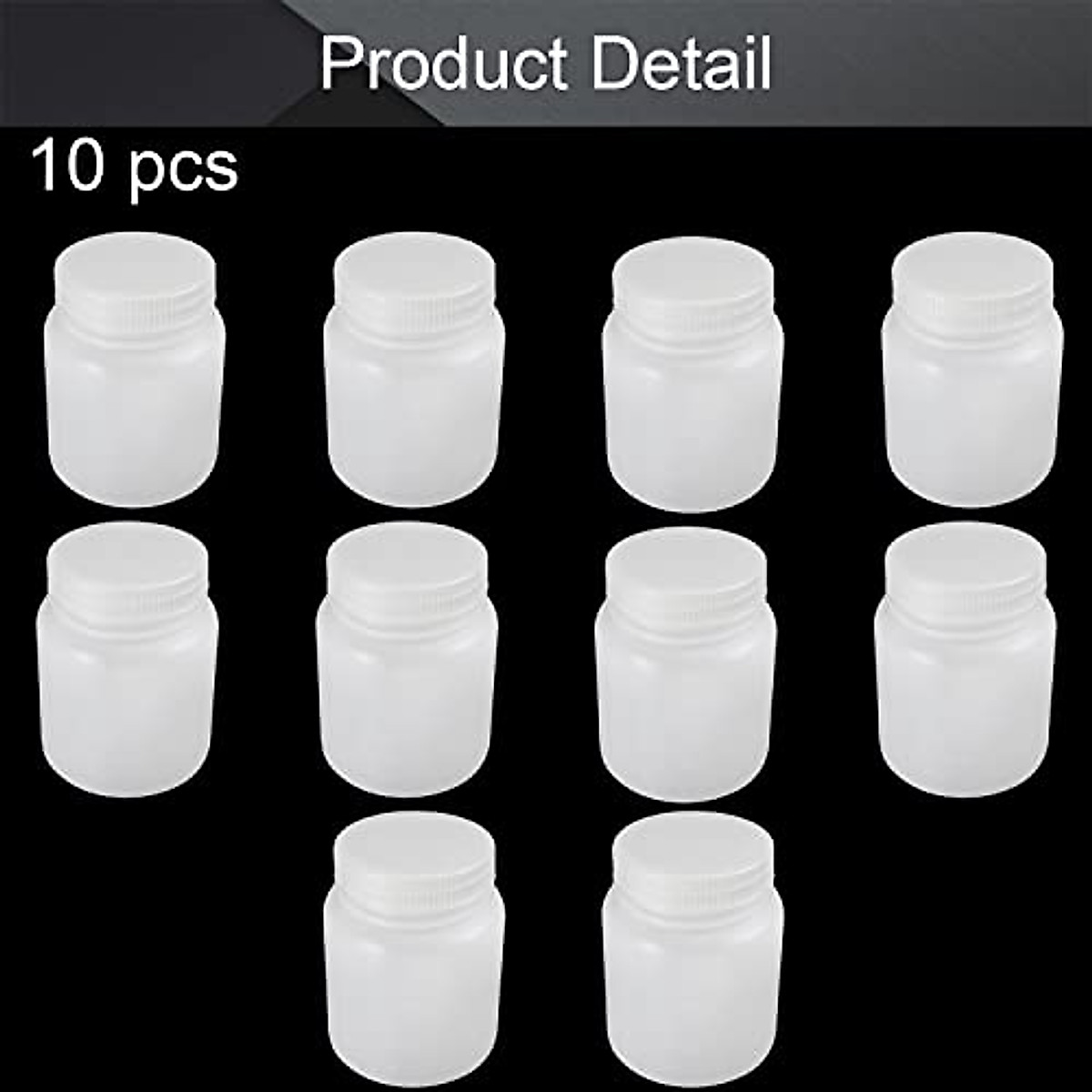 Othmro 10Pcs 300ml PE Plastic Lab Cylindrical Chemical Reagent Bottle, Wide Mouth Laboratory Reagent Bottle, Sample Sealing Liquid Storage Container for Food Store White