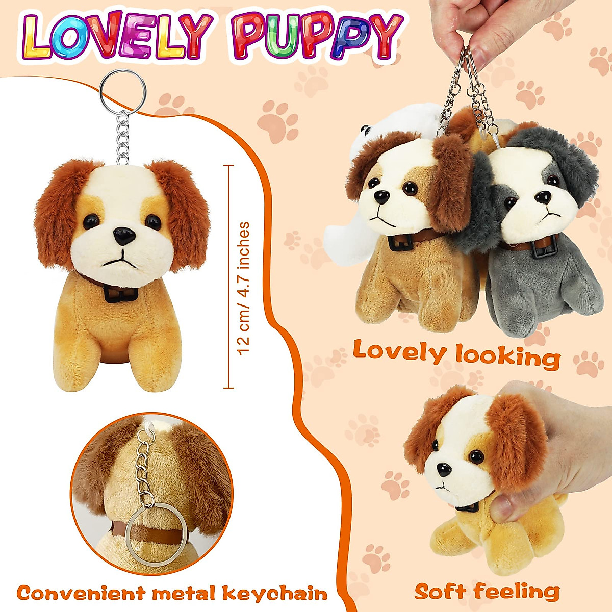 12 Pcs Puppy Stuffed Animal Bulk Small Dog Plush Animals Cute Stuffed Dog Party Favors for Kids Boy Girl Goodie Bag Fillers Carnival Prizes Valentine Birthday Party Gift, 4.7 Inch (Lovely Style)