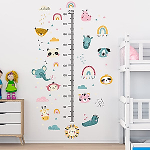 DRWSSR Kids Measuring Height Wall Decals Cute Cartoon Animal Stickers DIY Removable Peel and Stick Kids Room Wall Decoration for Boys and Girls Bedroom nursey Classroom playroom Wall Decal