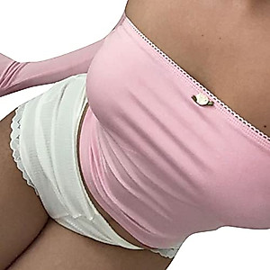 Women Y2k Square Neck T-Shirt Long Sleeve Lace Trim Crop Top Slim Fit Stretchy Blouse Top Aesthetic Clothes(Square 2pcs Pink,Medium)