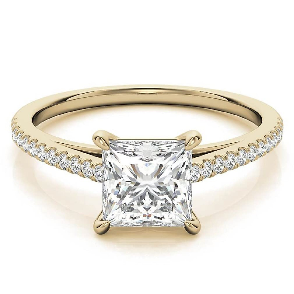 10K Solid Yellow Gold Handmade Engagement Ring, 3 CT Princess Cut Moissanite Diamond Solitaire Wedding/Bridal Ring for Women/Her, Minimalist Rings Anniversary Ring For Gifts (7)