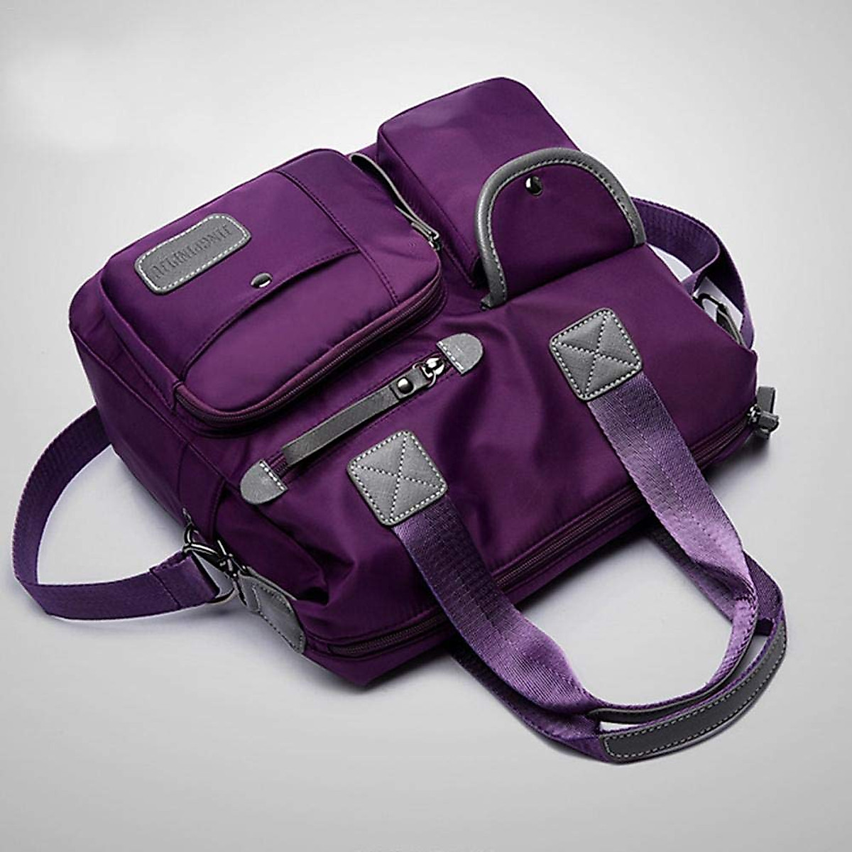 Shoulder Bags for Women,Nylon Crossbody Bags for Women,Waterproof Multi Pocket Ladies Travel Handbags Purple, Large