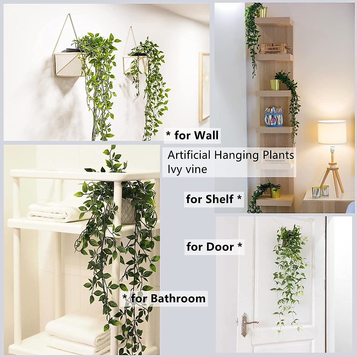 Mizii Artificial Hanging Plants,2 Pack 3ft Ivy Vine Fake Leaves Green Chain for Indoor Outdoor Wall Shelf Home Room Balcony Garden Wedding Decor