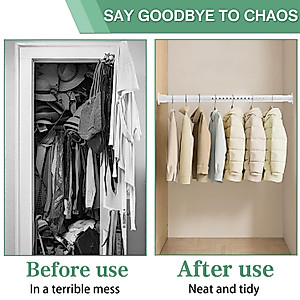 Closet Rod, 17 to 51 Inch 1.3 Inch Diameter Heavy Duty Adjustable Closet Rods for Hanging Clothes Heavy Duty Closet Hanging Rod Matte White Closet Poles for Wardrobes