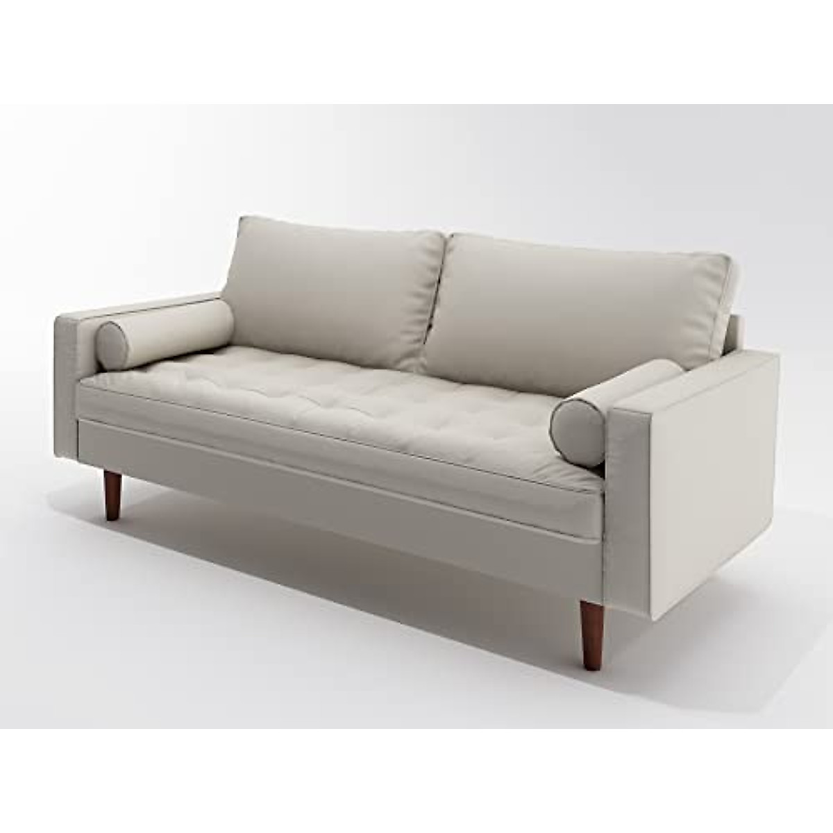 SILKIR 3-Person Sofa Couch for Living Room | Perfect for: Apartment/Studio/Office & Small Space | Poly Fabric | Fast and Easy Assembly Modern Contemporary Mid-Century, Faux Leather, White
