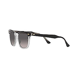 Ray-Ban RB2298F Hawkeye Low Bridge Fit Square Sunglasses, Black On Transparent/Grey Gradient Polarized, 54 mm