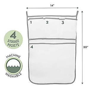 S&T INC. Baby Bath Toy Storage for Tub with Pockets, Kids Bath Toy Holder or Mesh Shower Caddy, Holds Kid Toys, Soaps, or Shampoos, 14 Inch by 20 Inch Net with Hooks Included, Grey, 1 Pack