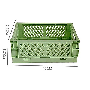Mini Collapsible Storage Crates/Stackable Storage Container Basket, Folding Plastic Storage Box Foldable Plastic Storage Case Desktop Carrying Basket 4#Mini Pink