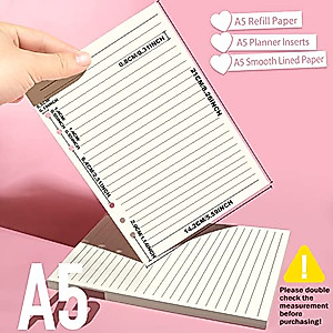 2 Pack A5 Refill Paper & 2PCS A5 Loose Leaf Pockets & 1 Pack 160PCS Index Tab with Ruler, LEOBRO A5 Planner Inserts, 6 Hole A5 Lined Paper Refill for 6 Ring Refillable Binder Planner Journal Notebook