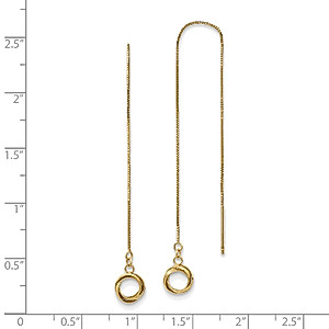 Polished Diamond-cut Box Chain Love Knot Threader Earrings in 14K Yellow Gold